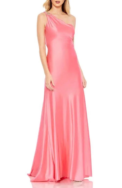 Mac Duggal Beaded Asymmetrical One-shoulder Gown