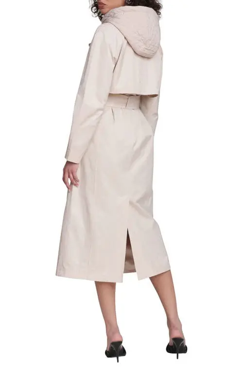 Avec Les Filles Quilted Hoodie Cotton & Nylon Trench Coat
