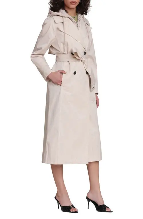 Avec Les Filles Quilted Hoodie Cotton & Nylon Trench Coat