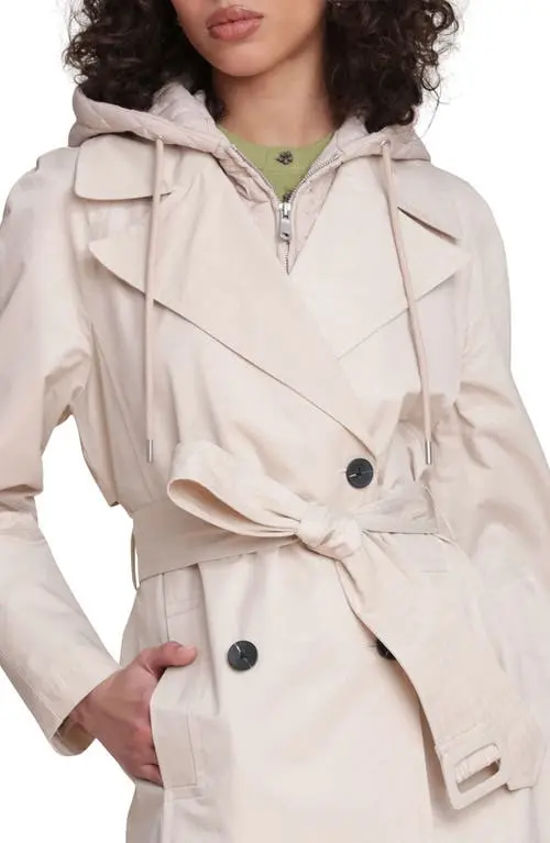 Avec Les Filles Quilted Hoodie Cotton & Nylon Trench Coat