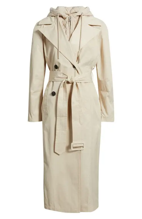 Avec Les Filles Quilted Hoodie Cotton & Nylon Trench Coat
