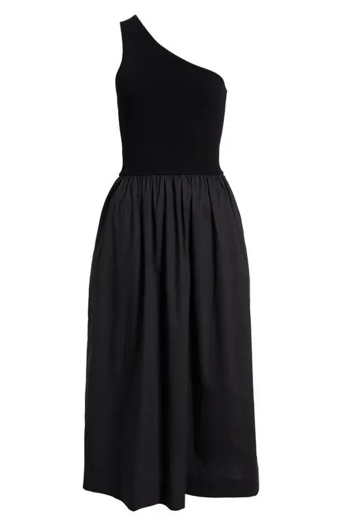 Rails Anita One-Shoulder Mixed Media Midi Dress In Black - 45% Off |  Editorialist