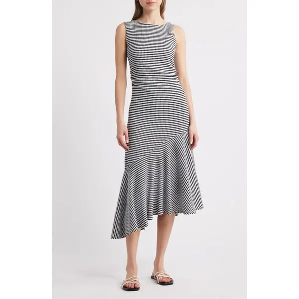 Rails Daija Seersucker Sleeveless Asymmetric Midi Dress