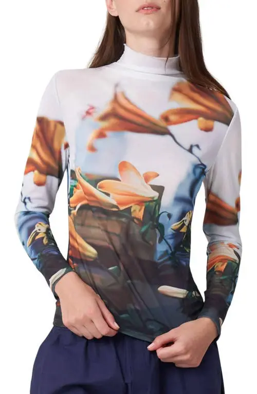 FIND ME NOW Paulie Mock Neck Top - Tiger Lilies