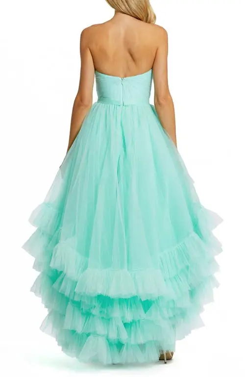 Mac Duggal Strapless Ruffle High-low Gown - Aqua