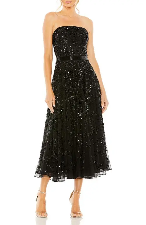 Mac Duggal Hand-embellished Strapless A-line Gown - Black