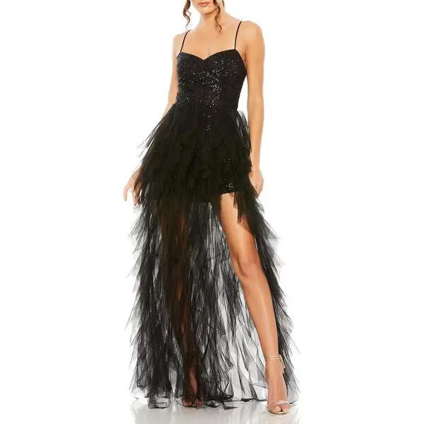 Mac Duggal Sequin High-low Mini Dress