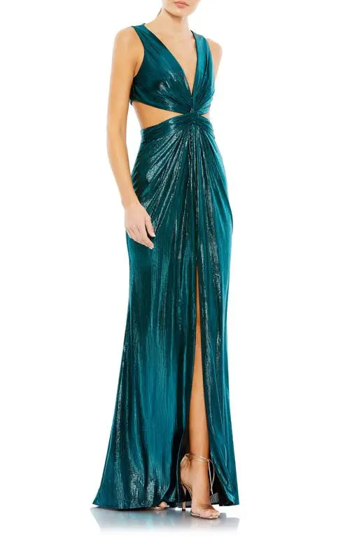 Mac Duggal Sleeveless Metallic Gown - Teal