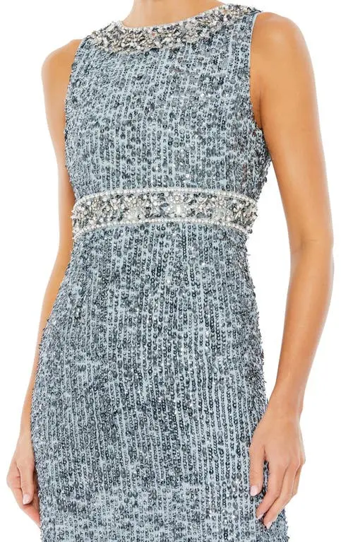 Mac Duggal Sequined Embellished Neckline Gown