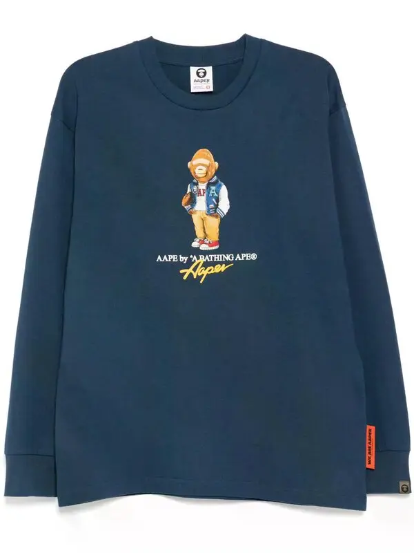 AAPE BY *A BATHING APE Graphic-print Long-sleeves T-shirt - Blue