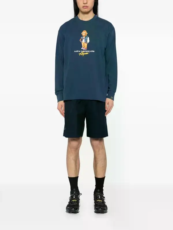 AAPE BY *A BATHING APE Graphic-print Long-sleeves T-shirt - Blue