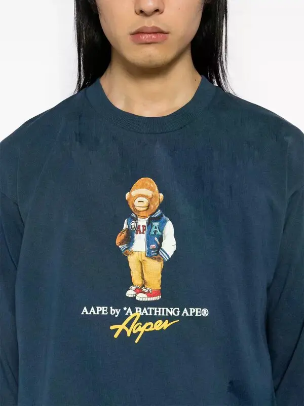 AAPE BY *A BATHING APE Graphic-print Long-sleeves T-shirt - Blue