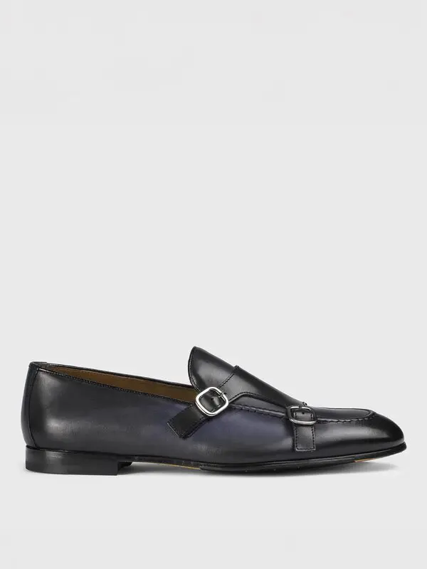 DOUCAL'S Leather Monk Strap Loafers - Blue