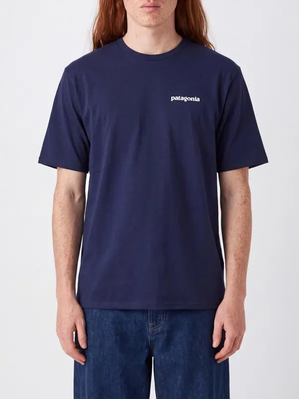 Patagonia Logo Print Recycled Cotton-blend T-shirt - Navy