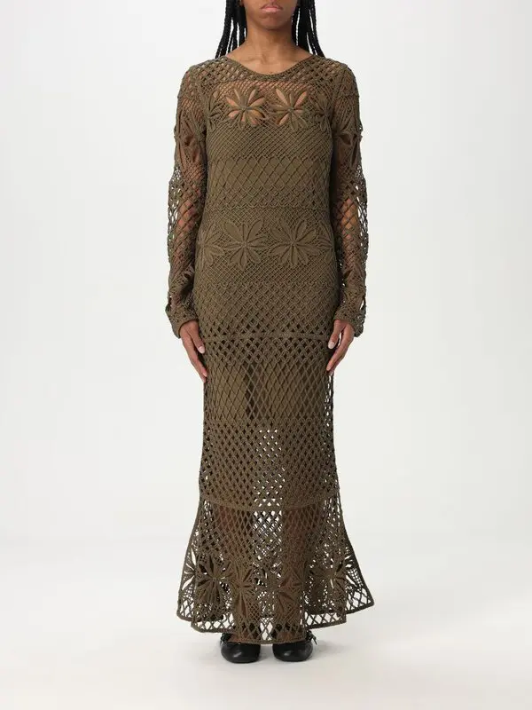 Pinko Crochet Maxi Dress - Olive
