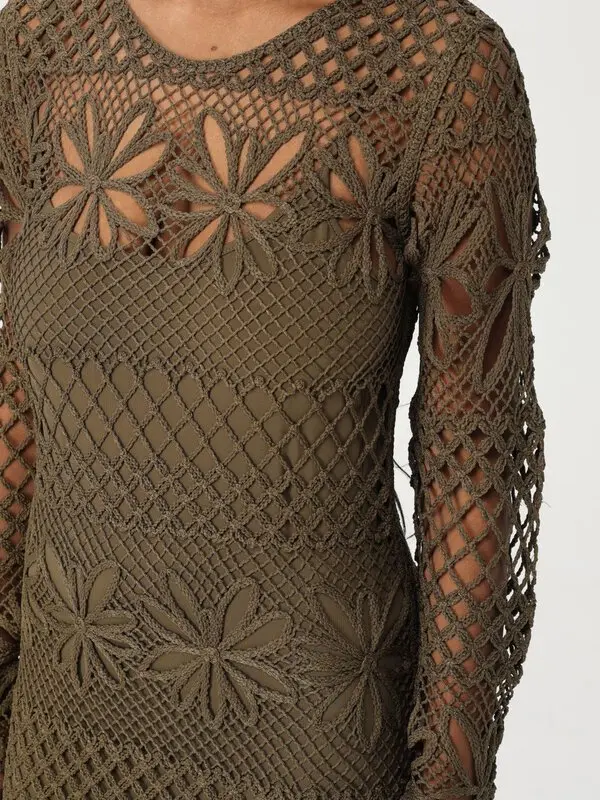 Pinko Crochet Maxi Dress - Olive
