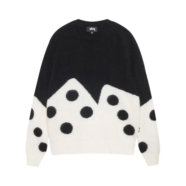 StÜssy Dice Fuzzy Crewneck - Black
