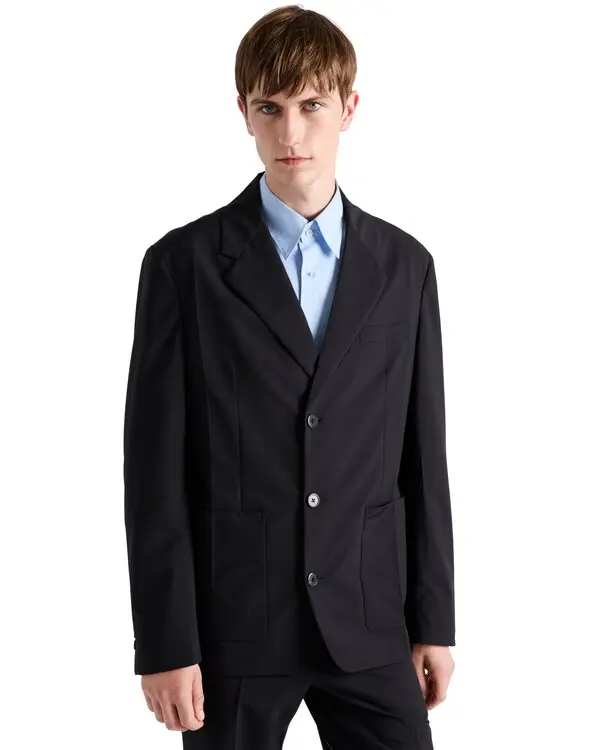 Prada Single-breasted Wool Blend Jacket - Black