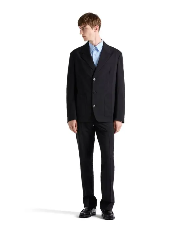 Prada Single-breasted Wool Blend Jacket - Black