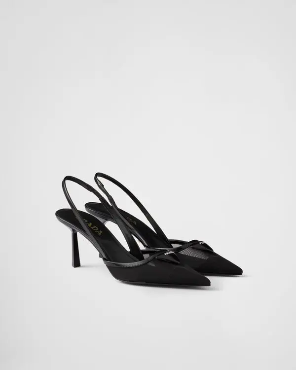 Prada Mesh Slingback Pumps - Black