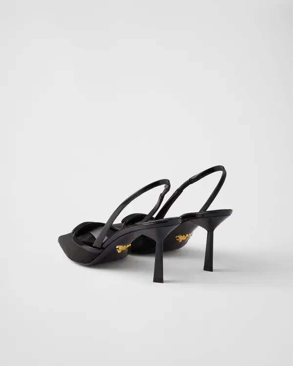 Prada Mesh Fabric Slingback Pumps - Black