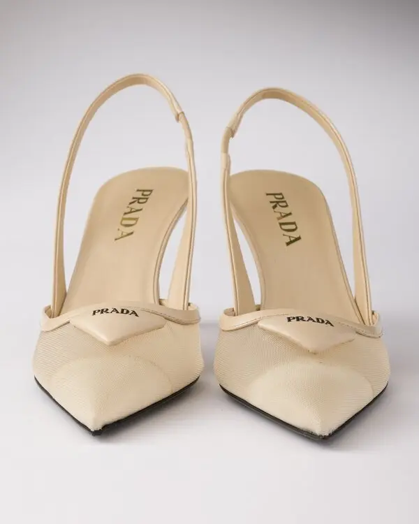 Prada Mesh Slingback Pumps - Neutral