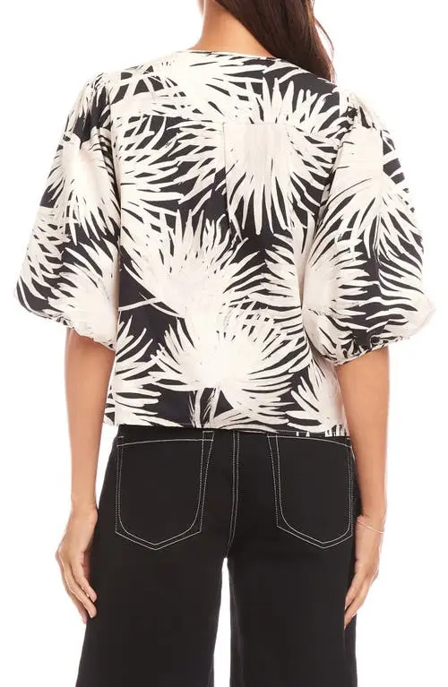 Karen Kane Palm Button-up Top