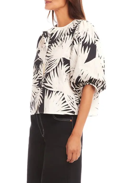 Karen Kane Palm Button-up Top