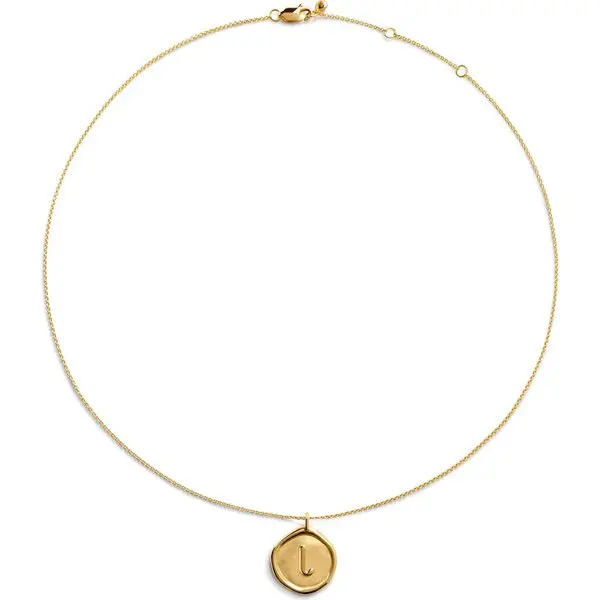 Monica Vinader Initial Stamp Pendant Necklace - 18ct Gold Vermeil L