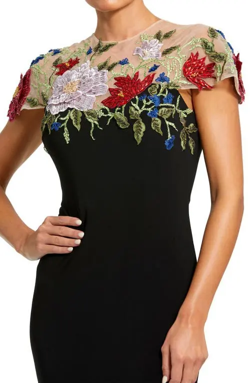 Mac Duggal Floral Embellished Fitted Gown