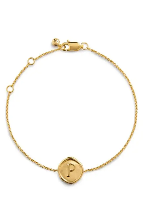 Monica Vinader Initial Stamp Charm Bracelet - 18ct Gold Vermeil P