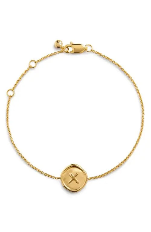 Monica Vinader Initial Stamp Charm Bracelet - 18ct Gold Vermeil X