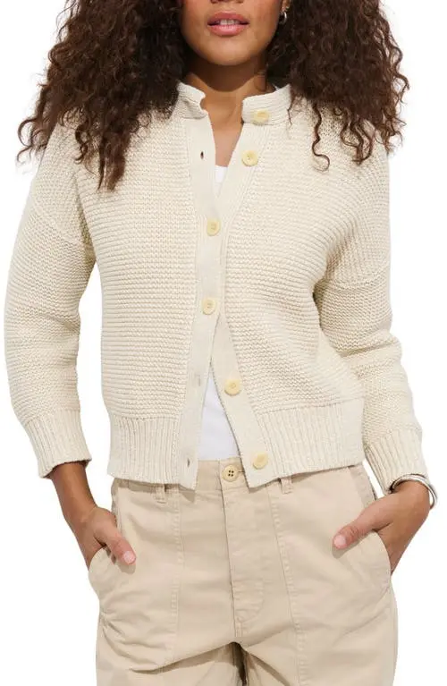 ALEX MILL Nico Chunky Cotton Cardigan - Marled Ivory