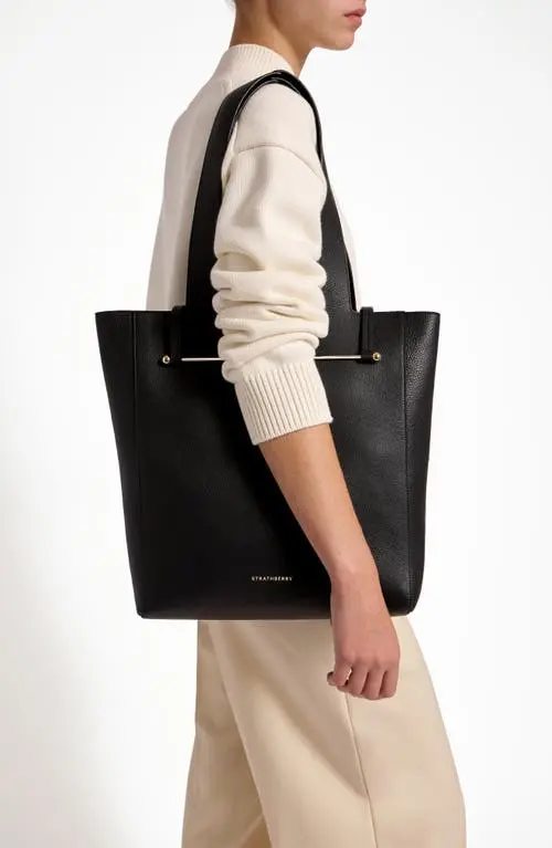Strathberry Melody Fine Grain Leather Tote - Black