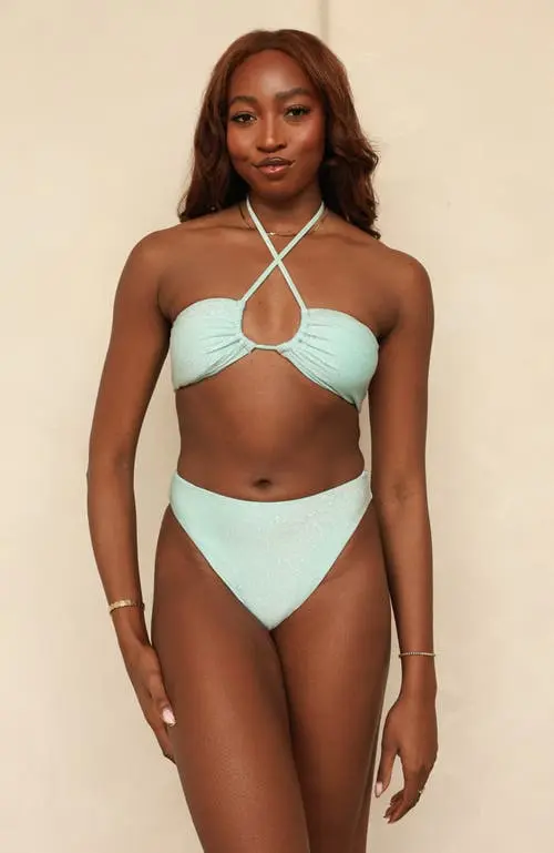 DIPPIN DAISY'S Amalfi String Tie Bandeau Bikini Top - Bleached Aqua