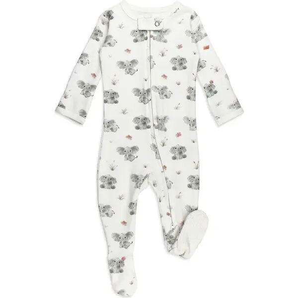 L'OVEDBABY Organic Cotton Zip Footie - Baby Elephant