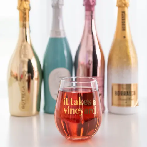 JOLLITY & CO It Takes A Vineyard Wine Glass