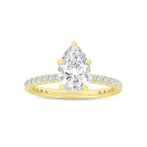 LUVMYJEWELRY Rania Pear Lab Grown Diamond Engagement Ring - 14k Yellow Gold