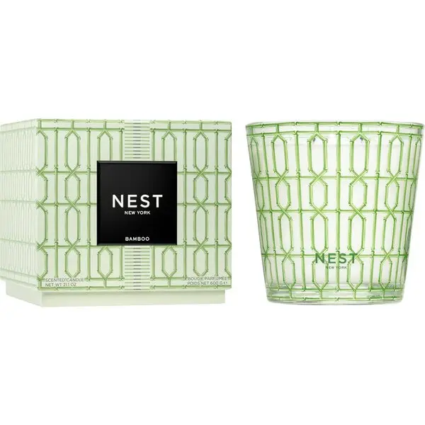 NEST NEW YORK Bamboo Decorative 3-wick Candle - Green