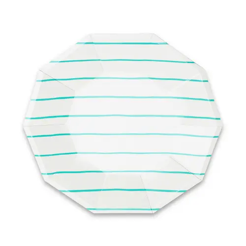 DAYDREAM SOCIETY Frenchie Striped Large Plates - Aqua