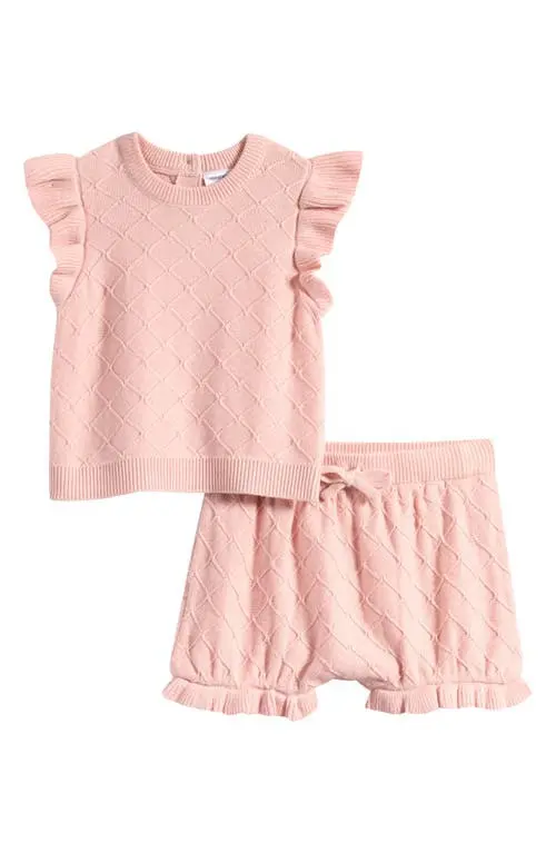 Nordstrom Flutter Sleeve Sweater & Bubble Shorts Set - Pink Lotus