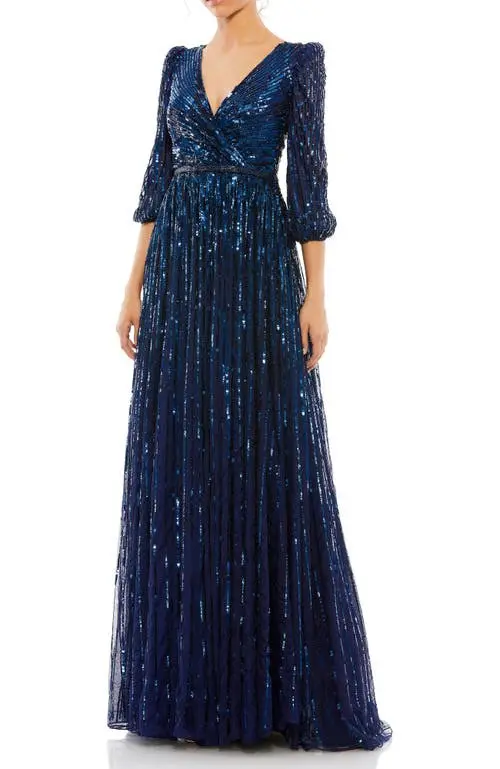 Mac Duggal Sequined Tulle Gown - Midnight
