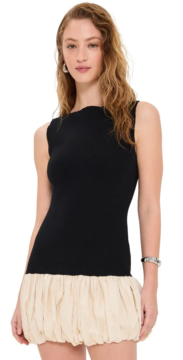 Line & Dot Cella Combination Mini Dress - Black/cream