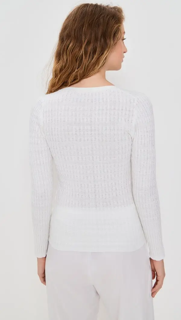 Enza Costa Linen Cotton V-Neck Cardigan In White - 30% Off | Editorialist