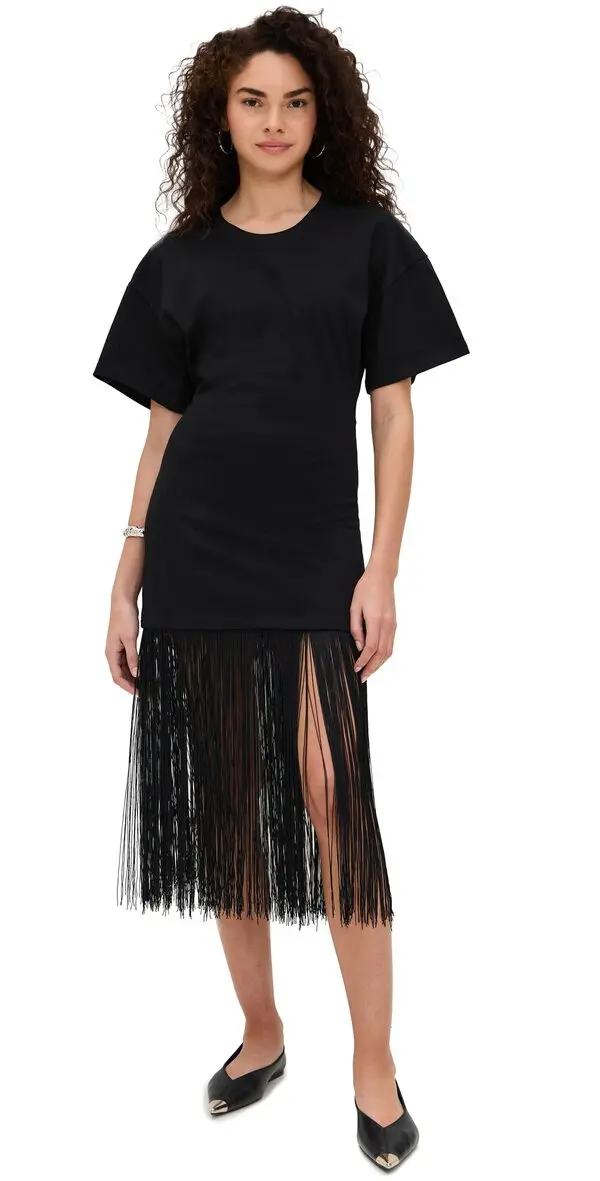 Pixie Market Fringe Jersey Dress Black 40% Off Editorialist