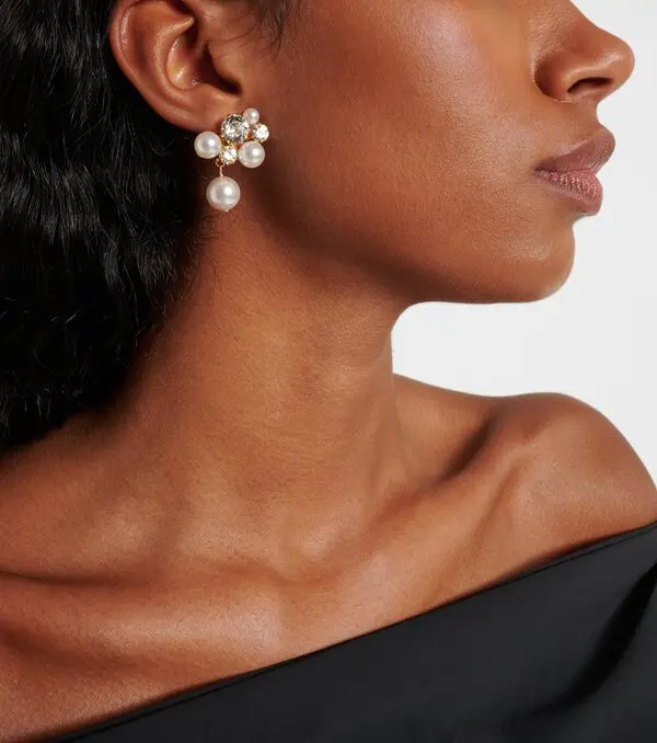 JENNIFER BEHR Bristol Crystal And Faux Pearl Earrings - Gold