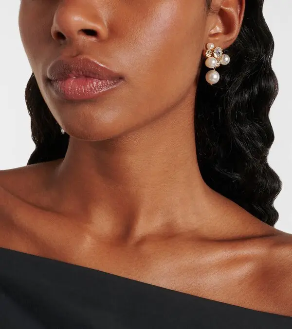 JENNIFER BEHR Bristol Crystal And Faux Pearl Earrings - Gold