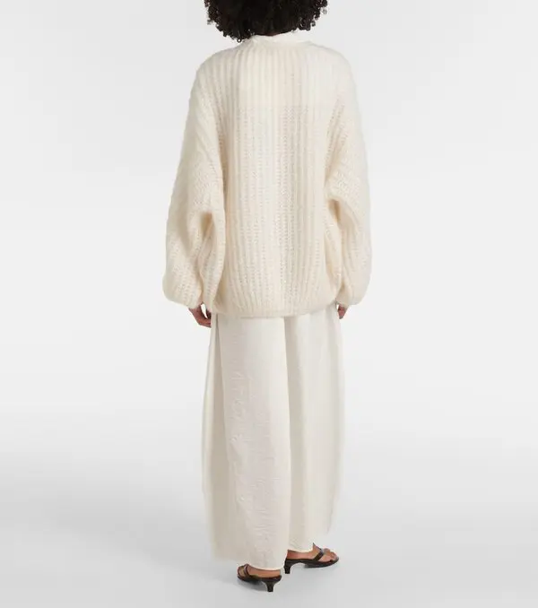 TOTEME Open-front Mohair-blend Cardigan - White