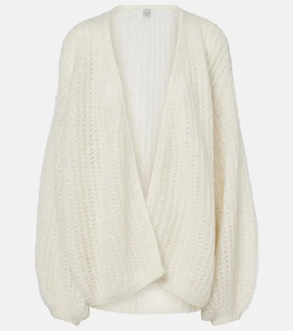 TOTEME Open-front Mohair-blend Cardigan - White