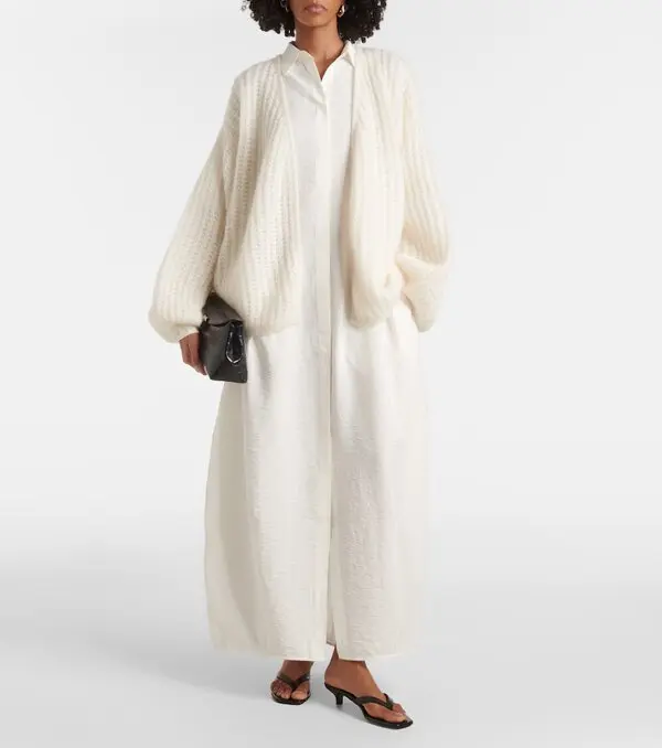 TOTEME Open-front Mohair-blend Cardigan - White
